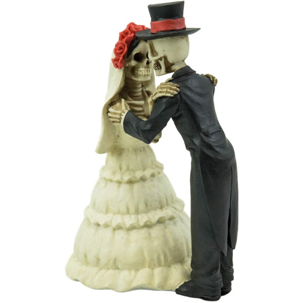 The Holiday Aisle® Bersa Love Never Dies Wedding Kiss Bride and Groom Skeleton Couple Figurine ...